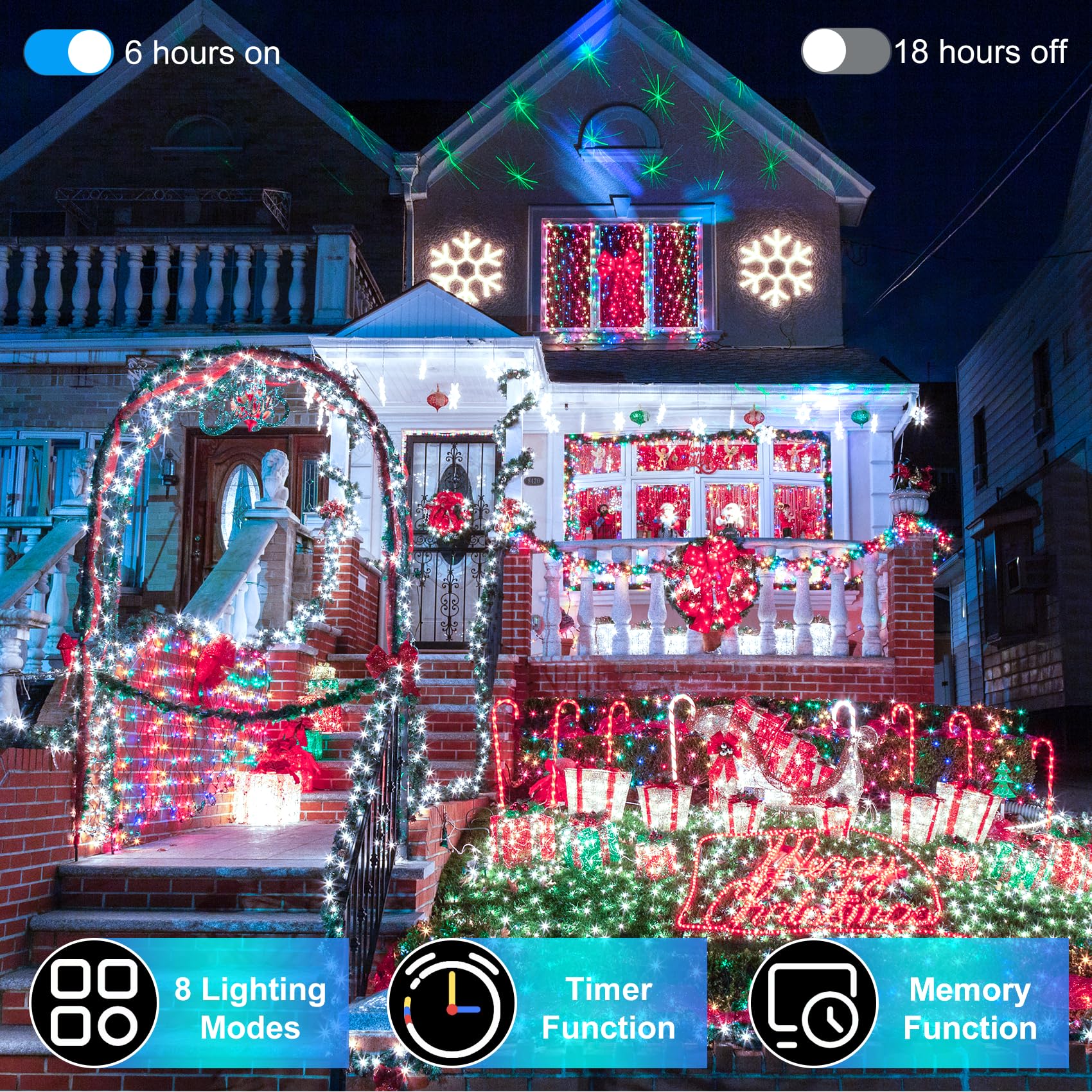 509FT Christmas Lights Outdoor 1350 LED Christmas Tree Decorations Lights with 8 Modes & Timer Memory, Plug In Clear Wire Waterproof LED Xmas Lights for Yard Trees Wedding Party Holiday (Cool White)