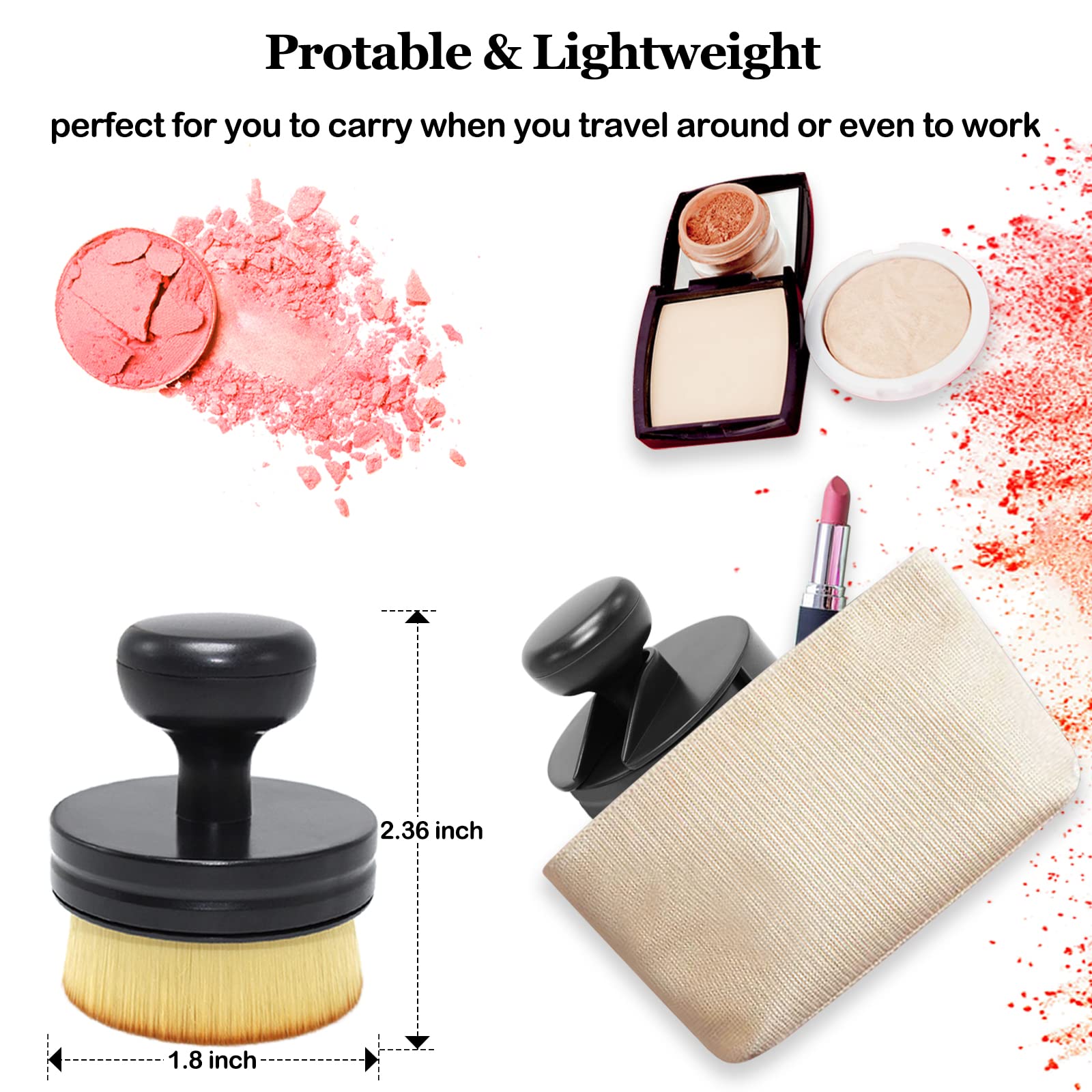 Falliny Makeup Brush, Large Full Coverage Self Tanner Foundation Brushes Travel Kabuki Powder Brush for Face Body, Blending Liquid, Bronzer,Sunscreen,Cream or Flawless Powder Cosmetics