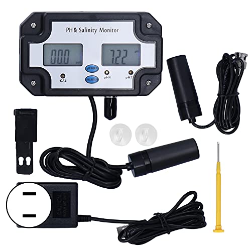 Alvinlite Water Quality Meter, PH & Temperature 2-in-1 Monitor Meter, Dual Display Water Quality Monitoring Kit High Accuracy for Aquarium Hydroponics Pools Tanks Spa(110V)