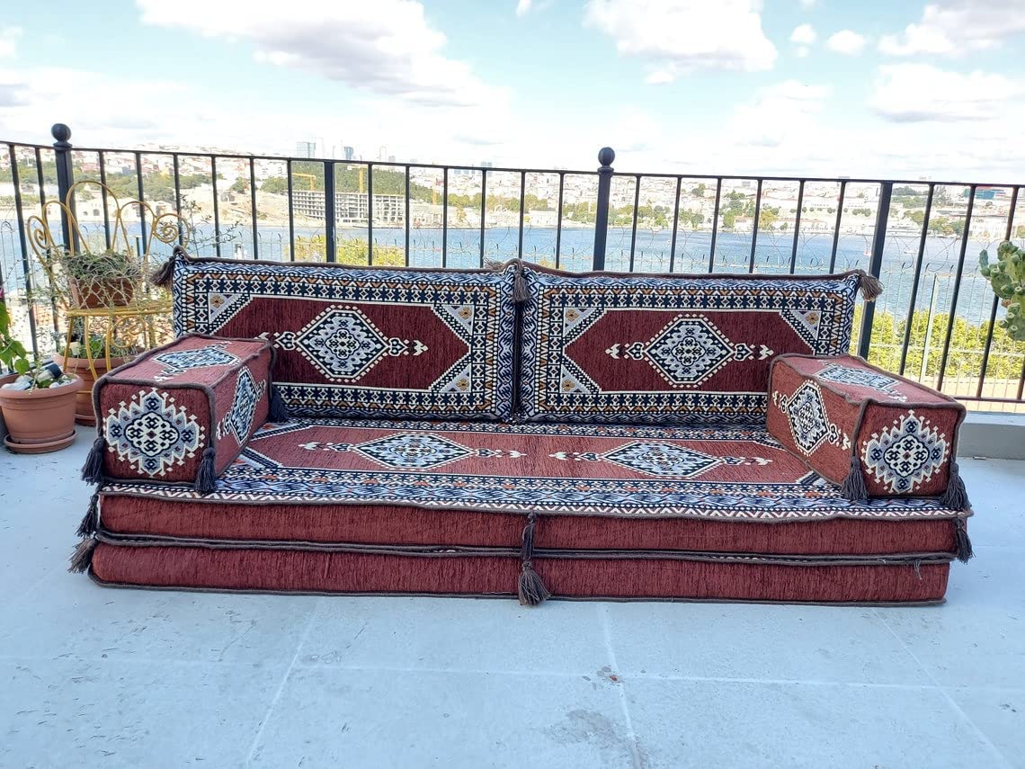 8 Thickness Arabic Sofa Floor Seating Set, Pallet Sofa, Turkish Floor Cushions, Sectional Sofa, Arabic Majilis, Ottoman Couch, Arabic Jalsa (Brown)