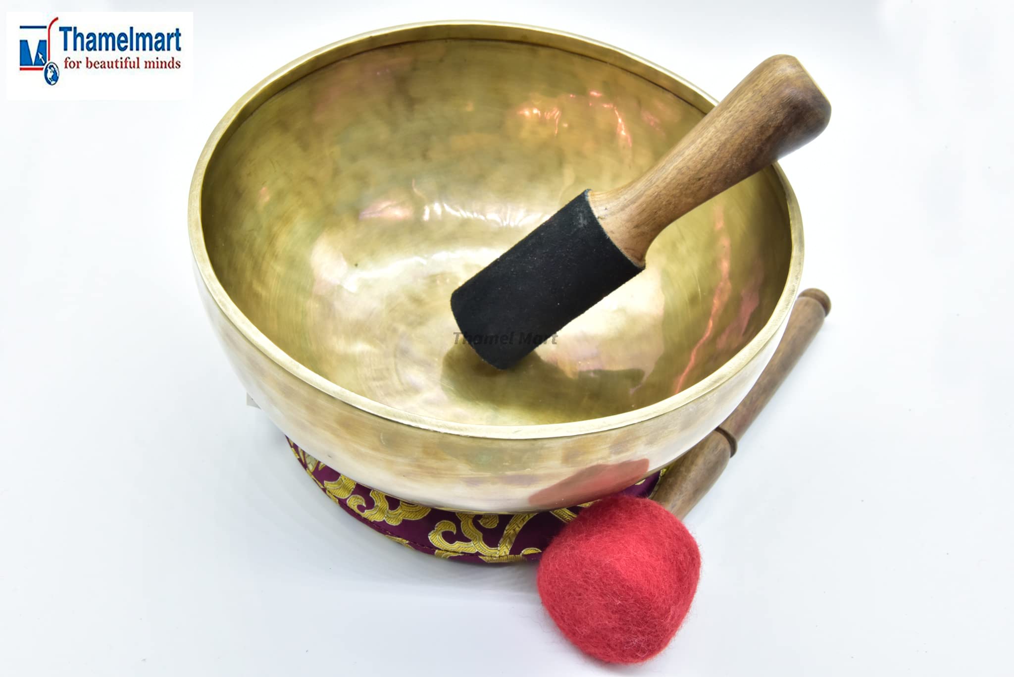 9" Large Master Healing Hand hammered Tibetan Singing Bowl ~ Great for Meditation, Yoga, Sound Bath, Mindfulness, Relaxation ~ Cushion, Wooden Mallet & Drumstick Included