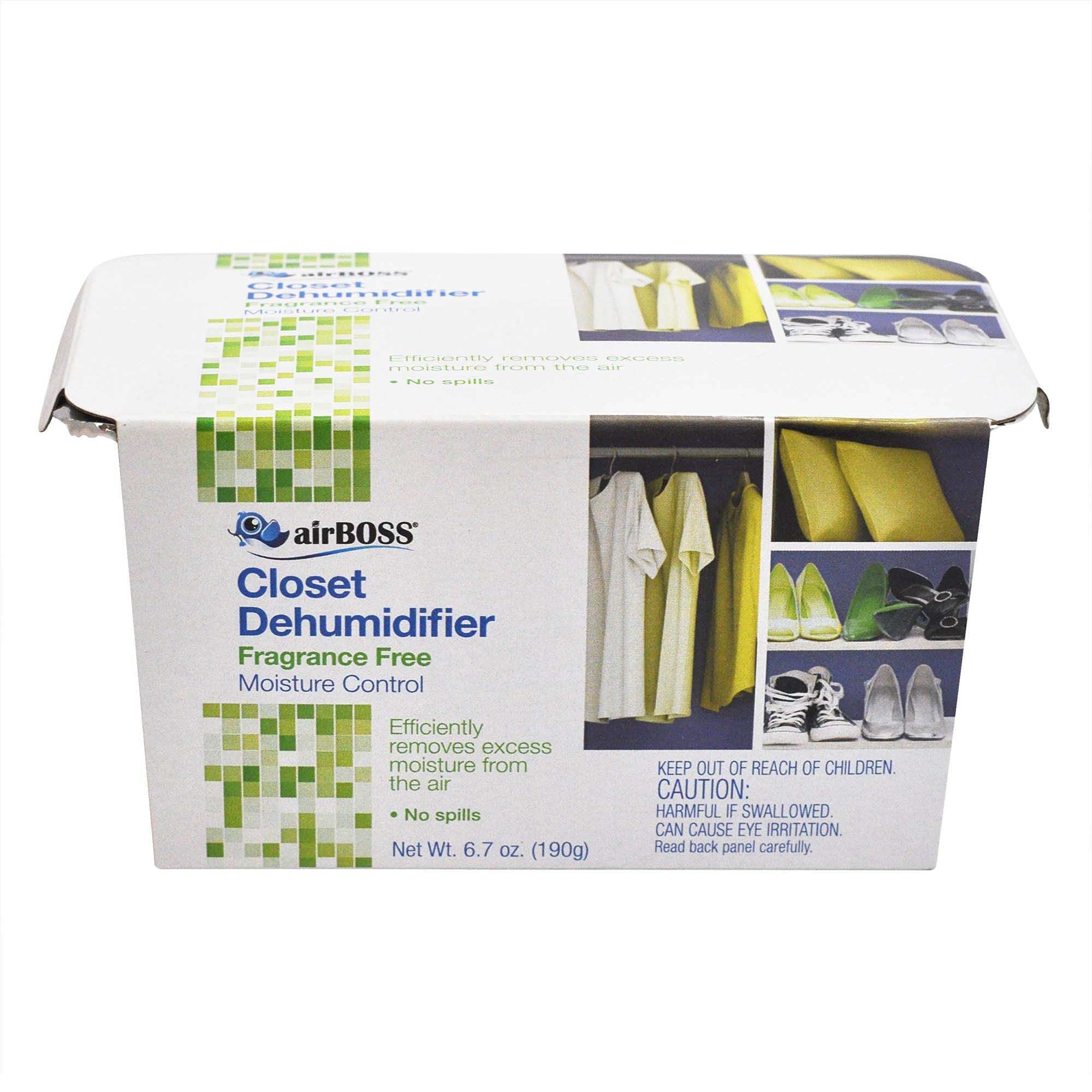 airBoss Closet Dehumidifier for Storage Closets and Small Spaces, Fragrance Free, Fights Mildew and Odors for a Fresh Smelling Home, 6.7 oz (Pack of 3)