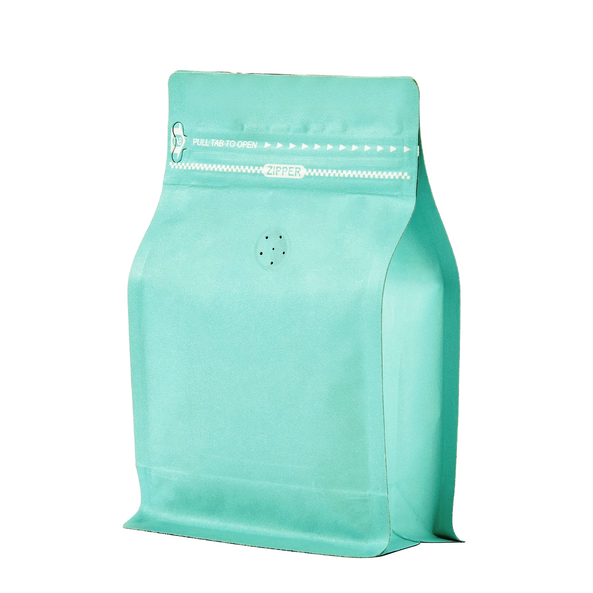 50 Count 8 Ounce Green Blue Kraft Paper Coffee Bags with Air Release Valve, High Barrier Coffee Pouches for Home, Store, Flat Bottom (50pcs/8oz, 0.5lb, 250g)