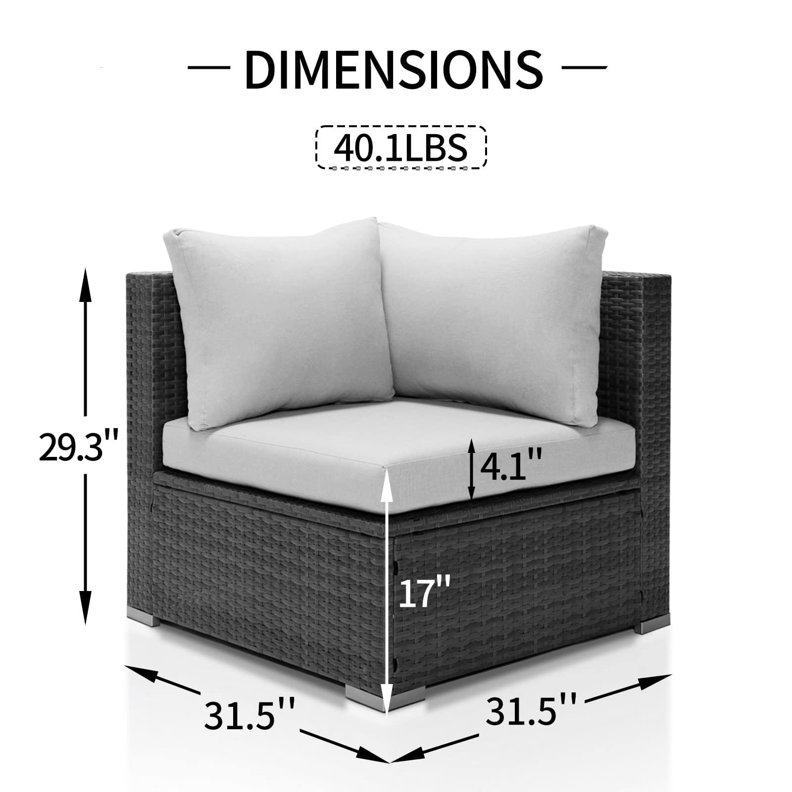 RADIATA Conversation Sets Outdoor Patio Furniture Corner Sofa Set Gray PE Rattan Wicker Conversation Sets (Light Grey)