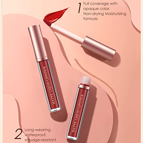 BestLand 6Pcs Matte Liquid Lipstick and Lip Liner Set, Non-Stick Cup Not Fade Waterproof Nude lipstick Makeup Kits Velvety Nude Lipliner Lip Gloss Make Up Gift Set (Set E)