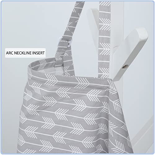 Cotton Nursing Cover for Breastfeeding - Multipurpose Breathable Mother Breastfeeding Cover (Grey Arrows)