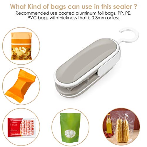 Mini Bag Sealer, Handheld Heat Sealers, 2 in 1 Heat Sealer, Cutter Portable Bag Sealer, Food Storage Snack Fresh Bag Sealer