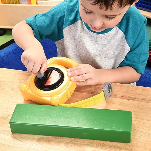 Constructive Playthings Big Tape Measure with Inches and Centimeters, Measuring Tool for STEM Activities, Educational Pretend Play Toddler Toys for 3 Years & Up, Carry Handle, Yellow, 3-Pack