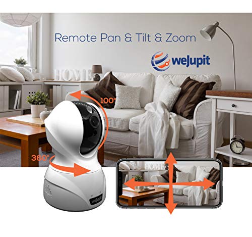 Security Camera Full HD 1080P WiFi Baby/Pet/Home Monitor - weJupit Wireless Indoor Pan/Tilt/Zoom IP Camera, Motion Detection, Two-Way Audio, Night Vision - Cloud Storage