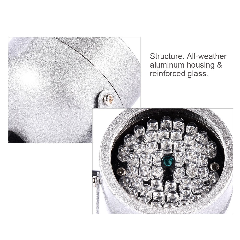 Outdoor Camera IR Illuminator Lights, DC 12V 1A CCTV IR Night Vision Illuminator Camera 48 LED Waterproof Replacement for Electronic Police Snapshot System Traffic Junctions