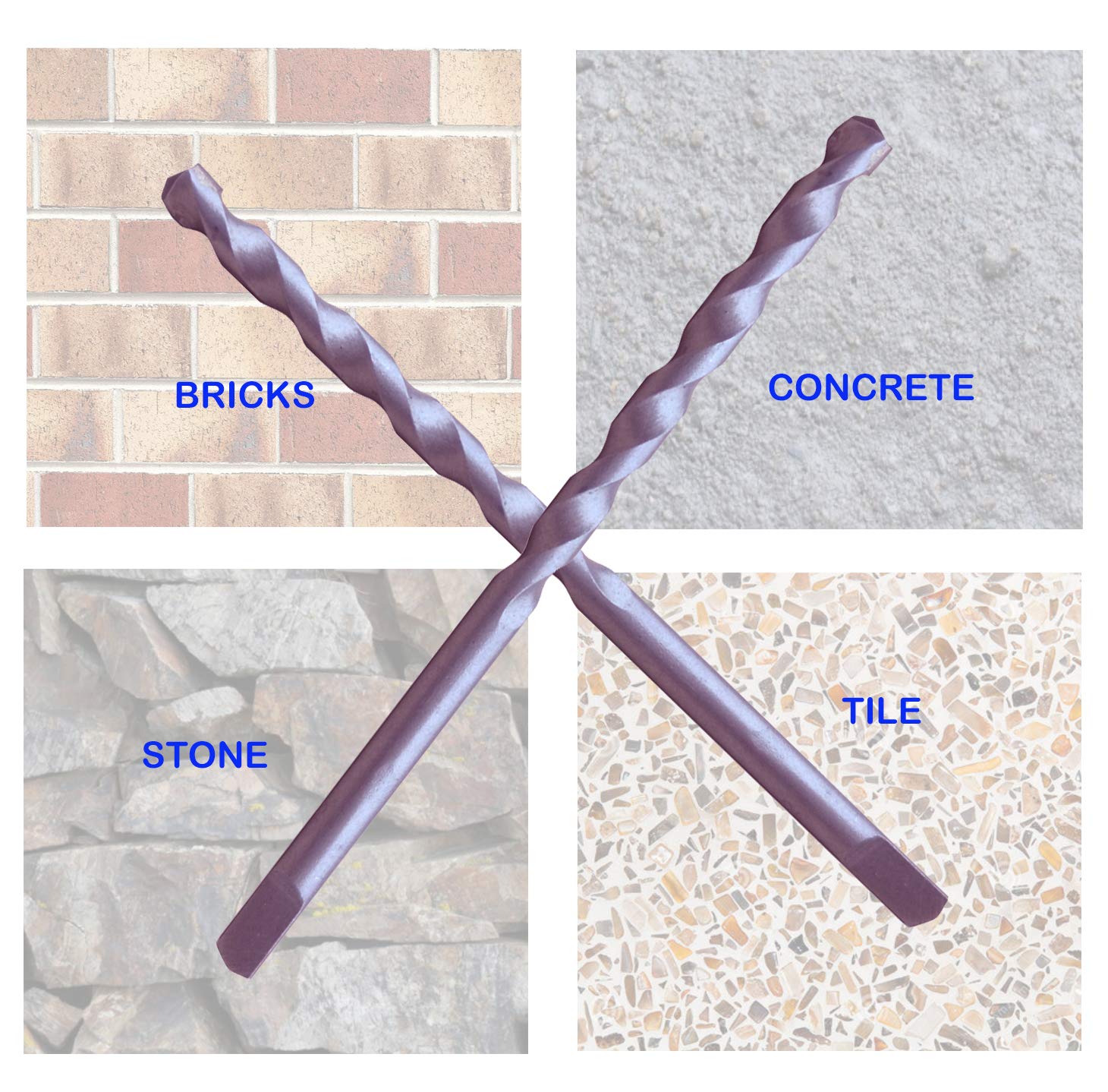 Masonry Drill Bits 5/32 in.x 4-1/2 in. Carbide Tip Flat Shank Drill Concrete Stone Bricks-10Pcs
