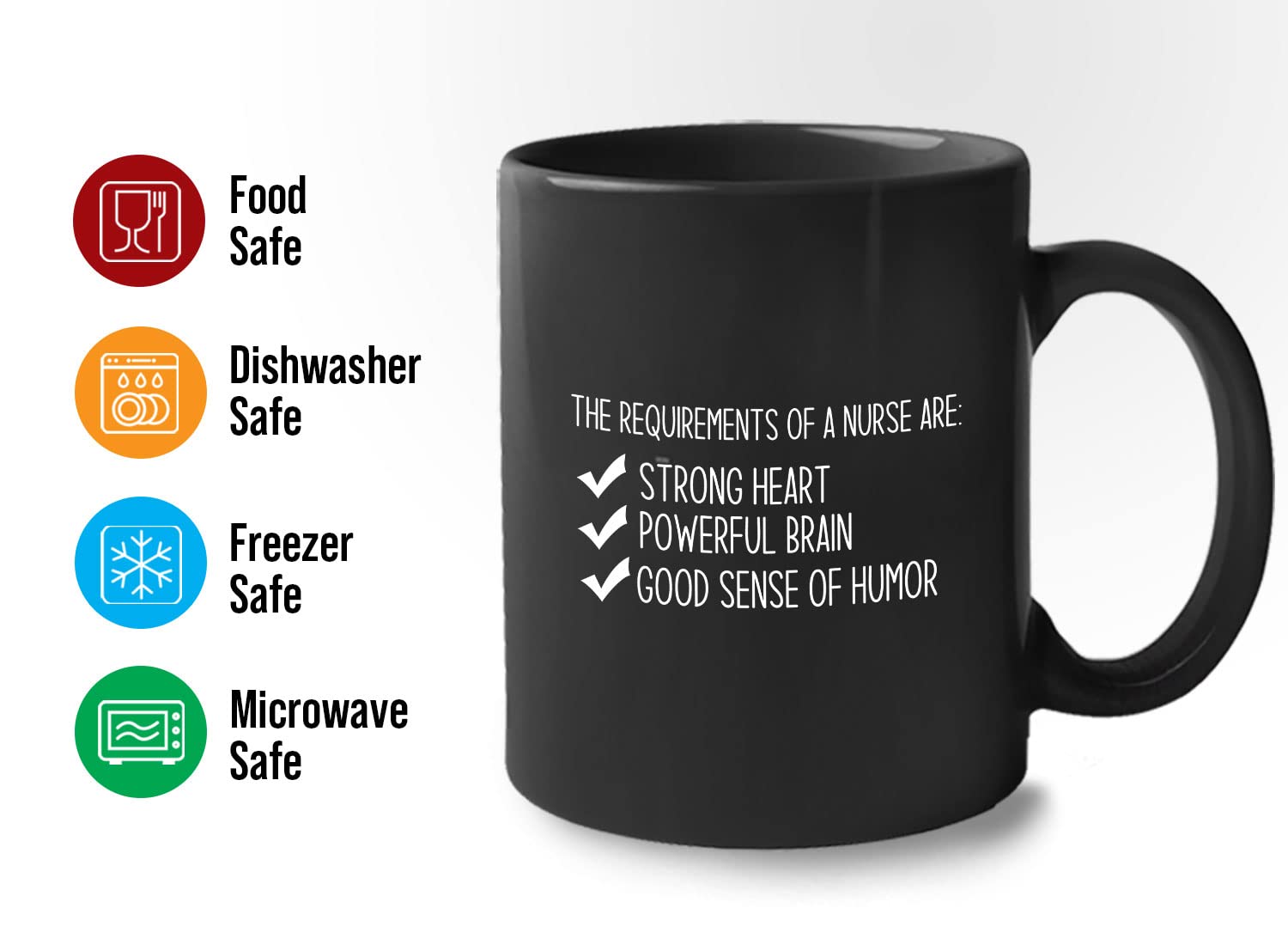 Bubble Hugs Nurse Coffee Mug 11oz Black - The Requirements - Labor Clinical Certified Nursing Assistant Surgical Emergency Oncology Practitioner