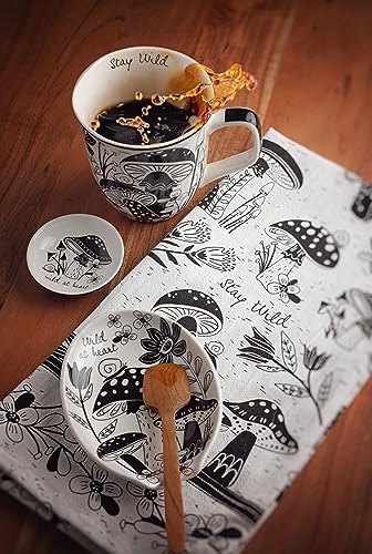 Karma, Boho Spoon Rest, Black and White Ceramic Spoon Rest, Ceramic Spoon Rest for Countertop, Bee