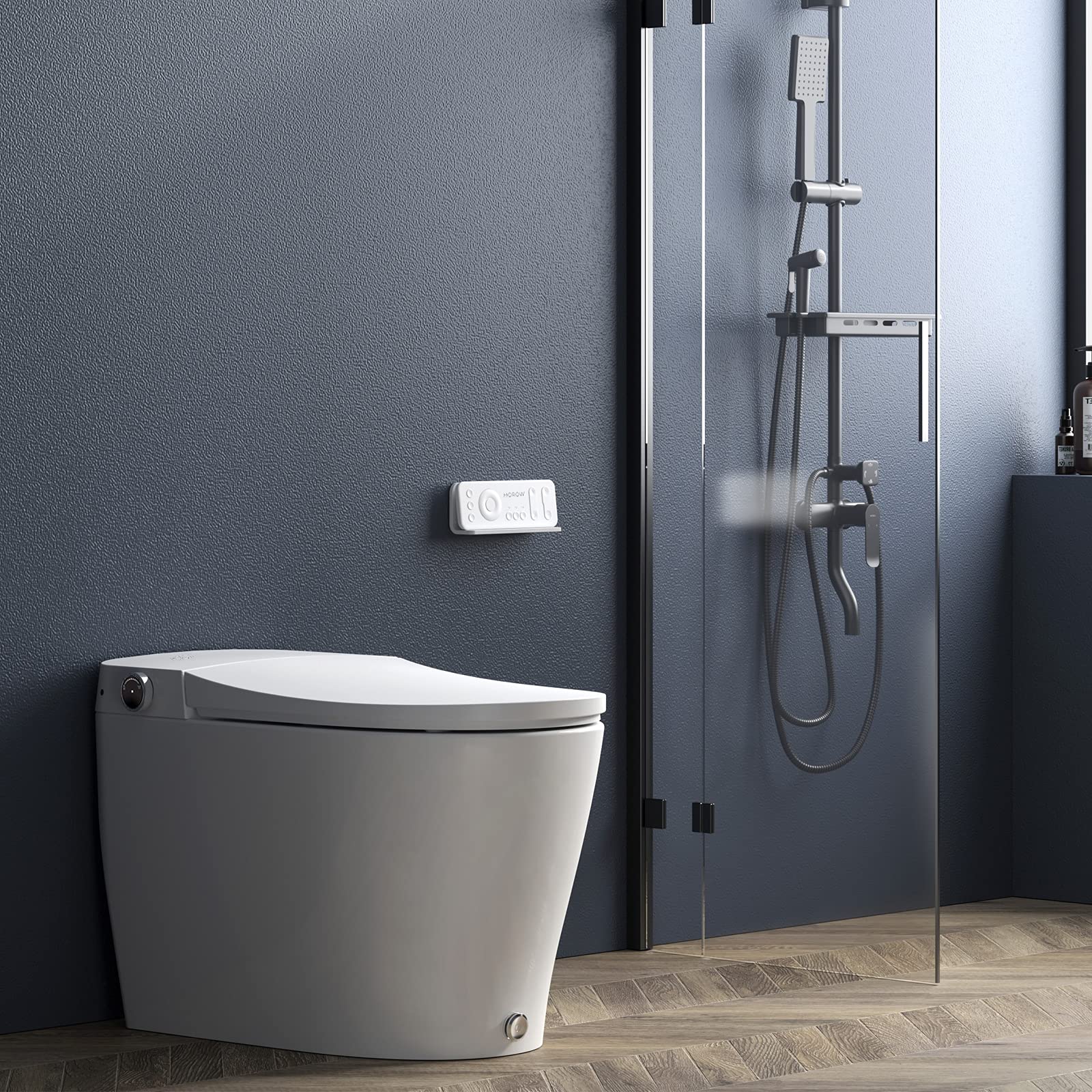 HOROW Upgraded Integrated Smart Toilet, Premium Automatic Power Flush One Piece Toilets with Power Flush Core & Intelligent Chip Built in, Heated Bidets Seat with Instant Warm Water