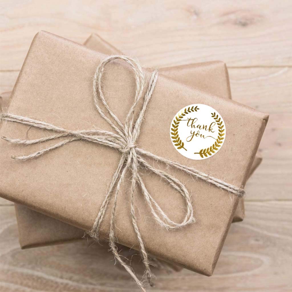 Vxkbiixxcs-o Stickers, 500 Pieces/roll Twig Thank You Sticker Gold Foil Seal Label Wedding Party Stationery