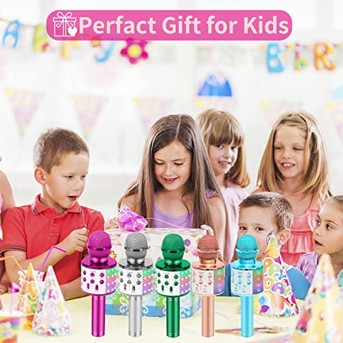 Alversun Wireless Karaoke Microphone for Kids, Bluetooth Karaoke Microphone Portable Handheld Singing Karaoke Mic Speaker Gifts for 3 4 5 6 7 Years Old Toys Girl Boy, Rose Gold