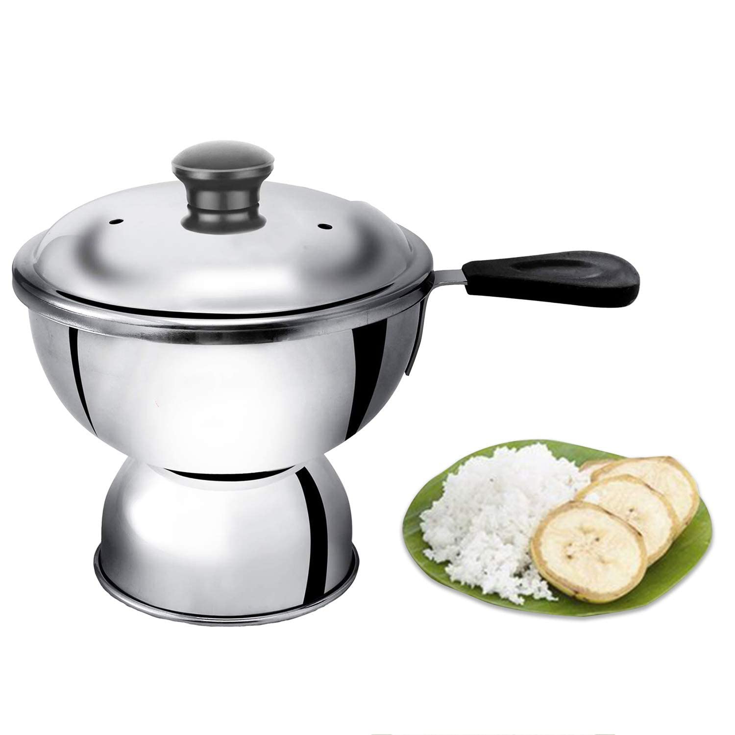 Panca Stainless Steel Chiratta Puttu Maker, Chiratta Maker with Handle Use with Pressure Cooker Puttu Kutti Puttu Steamer Puttu Cooker Silver, Make in India