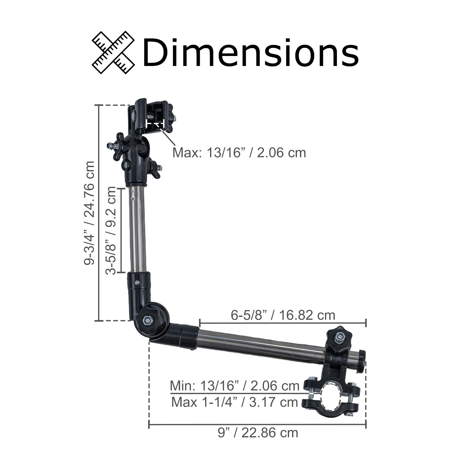 AlveyTech Universal Grip Umbrella Holder for Bike - 360° Angle Adjustable Attachment Clamp Mount Connector, for Bicycle Kick Scooter Baby Stroller Golf Cart Chair, use Beach Sport Sun Shade Outdoor