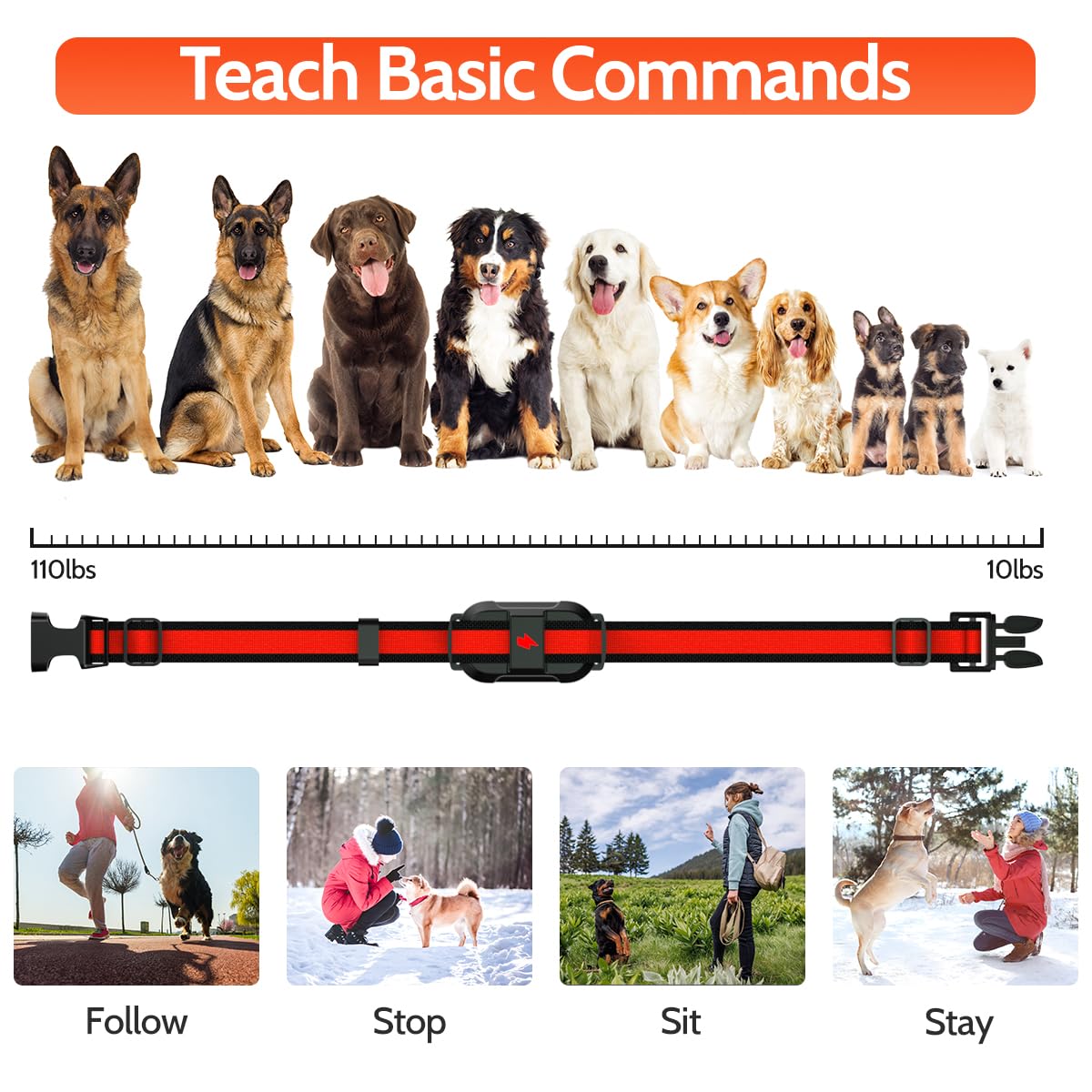 DogStop Dog Training Collar Electric Dog Collar with 4 Training Modes and Rechargeable Remote Waterproof Range 3300Ft for Small Medium Large Dogs(Red)