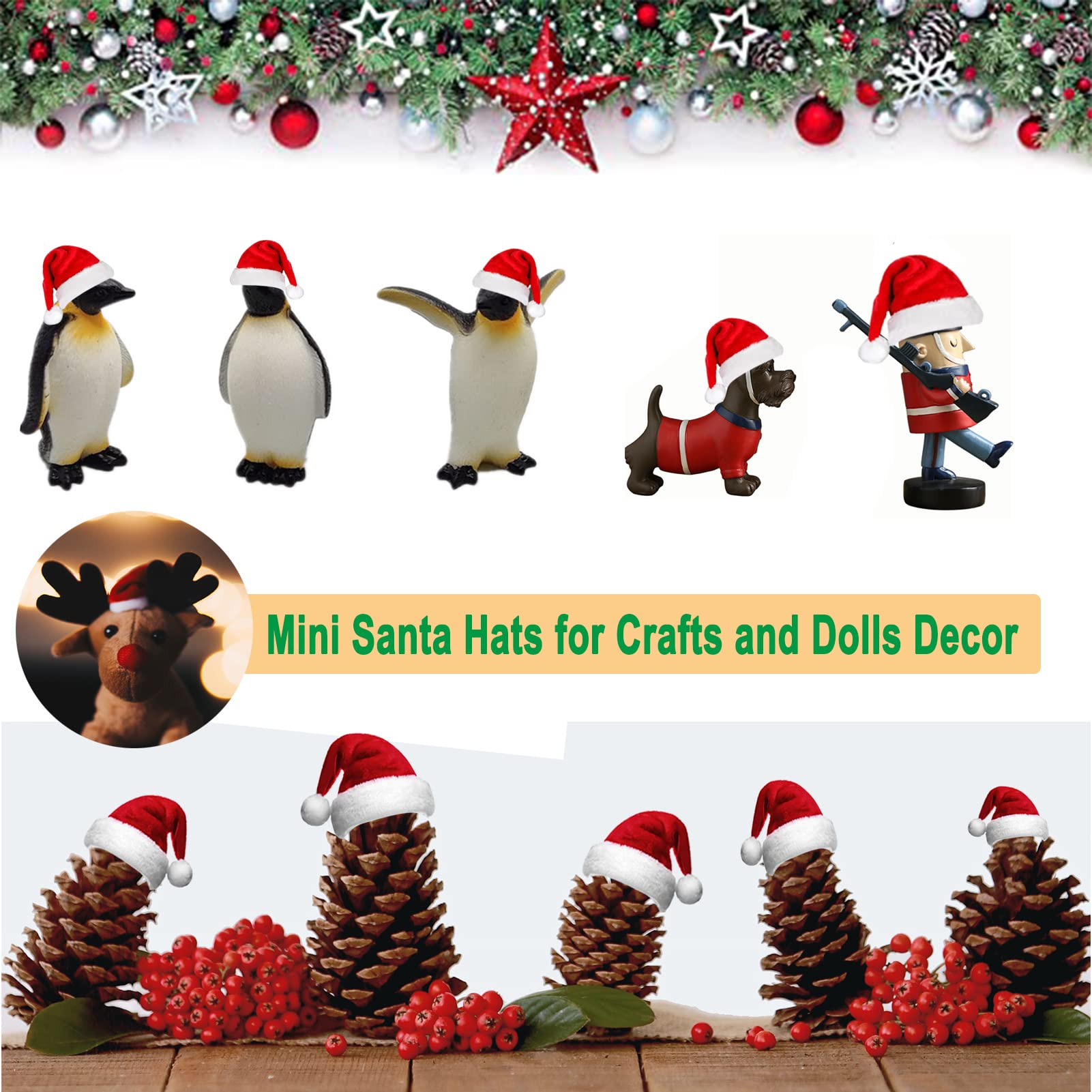 GHAMYEE 40pcs Mini Santa Hats Tiny Christmas Hats for Crafts Pets Wine Bottle Topper Red Home Christmas Decor 2 3 inch Bulk Set