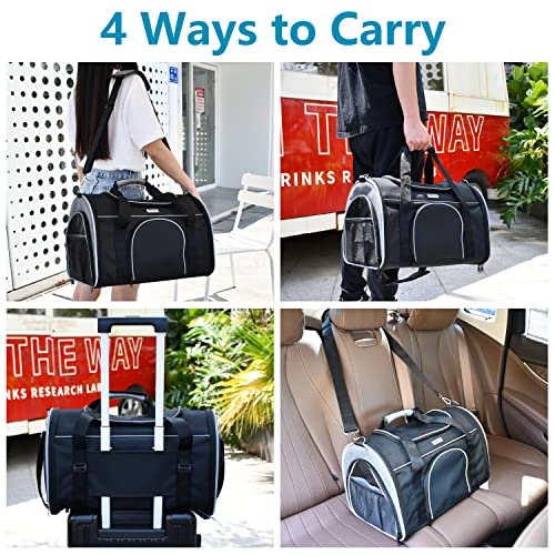 Cat Carrier Airline Approved, NAVREX Pet Travel Carrier with Fleece Pad and ID Tag, Pet Carrier for Medium Cats Under 25, Cat Soft Sided Dog Carrier Top Loading with Breathable Mesh, Gift for Pets