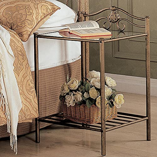 Coaster Home Furnishings Sydney 2-shlef Nightstand Antique Brushed Gold