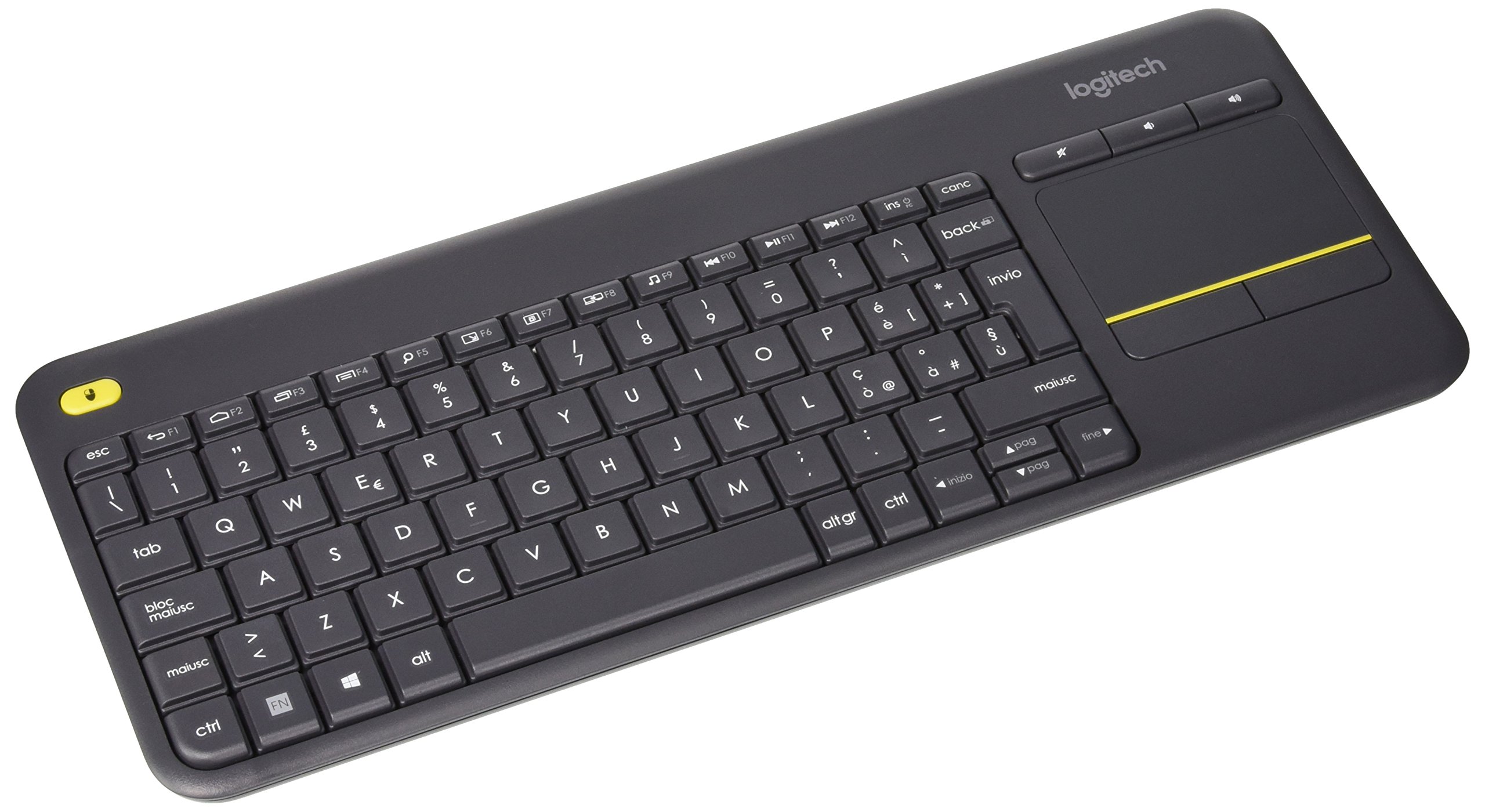 Logitech K400 Plus Keyboard - Wireless Connectivity - RF - Black - USB Interface - Italian