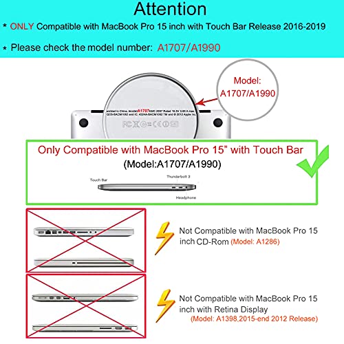 MOSISO Compatible with MacBook Pro 15 inch Case 2019 2018 2017 2016 Release A1990 A1707 with Touch Bar, Plastic Hard Shell Case&Sleeve Bag&Keyboard Cover&Webcam Cover&Screen Protector, Rose Quartz