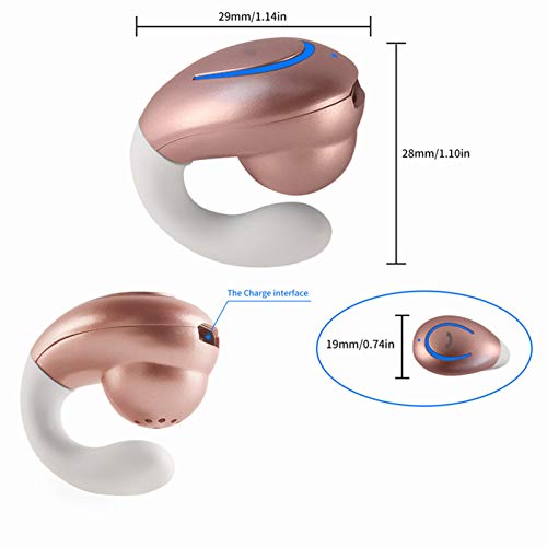 Sunffice Bluetooth Headset, Single Ear BT5.0 Ultralight Wireless Headphone Cell Phone Earpiece Ear Clip with Mic, Noise Canceling Handsfree Driving Earbud for iPhone, Android,Samsung Smartphone(Pink)