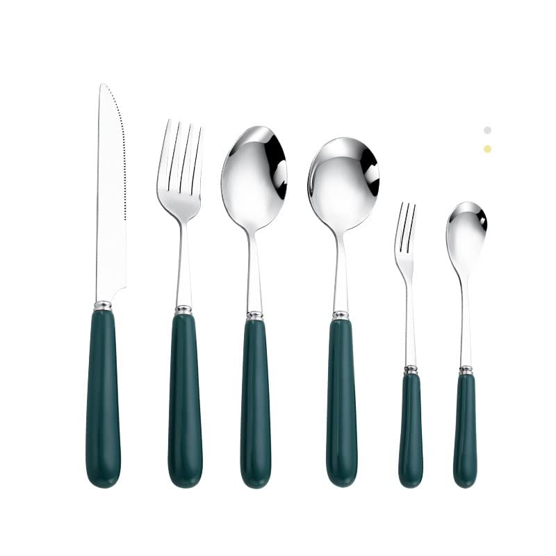 36 Piece Gold Cutlery Silverware Set, Stainless Steel Cutlery Set for 6 People Home Sourcing Tool (Color : 36Piece Silver)