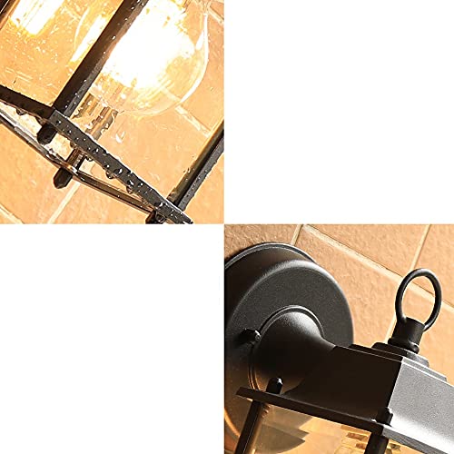 Modern Simplicity Sconce Wall Lamp Small Black Square Wall Lights Outdoor Waterproofing E27 Base Wall Lighting No Need to Assemble for Balcony Garden Courtyard Gate