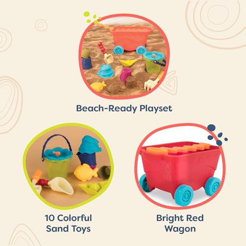 B. toys- Wavy-Wagon- Red- Water Play- Travel Beach Buggy- 11 Funky Sand Toys β Phthalates and BPA Free β 18 months +