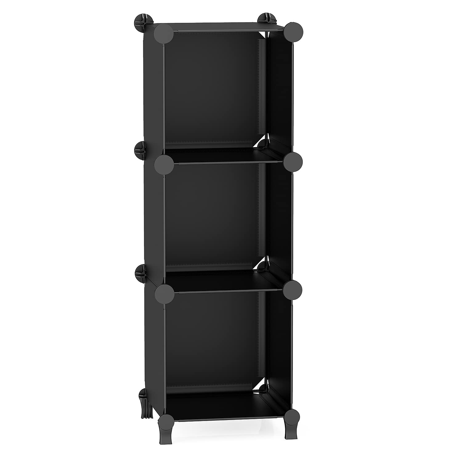 Anenz Cube Storage Shelves, DIY Plastic Cabinet Organizer - Unit for Closets Bedroom, Playroom, Living Room, Office, Dorm - Black (Set of 3)