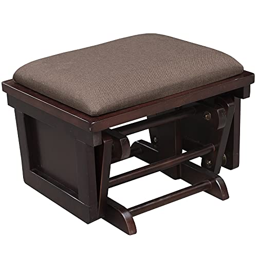 HOMCOM Nursery Glider Rocking Chair with Ottoman, Thick Padded Cushion Seating and Wood Base, Brown