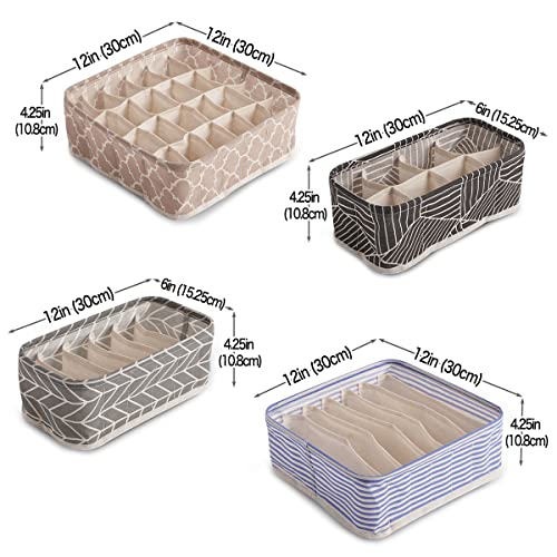 EZOWare Bundle Kit 6 Pcs Niagara Blue Collapsible Fabric Cube Storage Bin Baskets + 4 Closet Wardrobe Dresser Drawer Organizer Divider For Organizing Nursery Baby Clothes