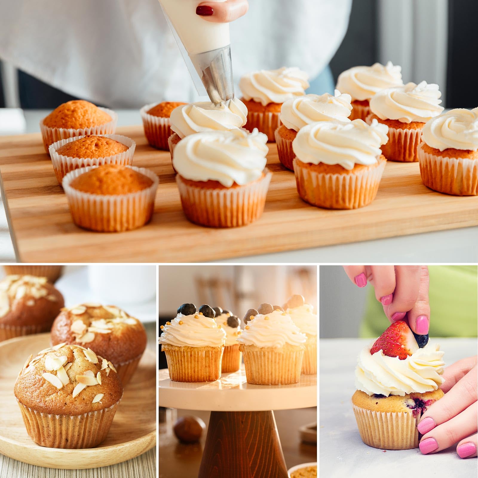 600PCS Cupcake Liners, Upgrade Parchment Paper Muffin Liners for Baking, Cupcake Wrapper for Party, Wedding, Standard Size, Natural