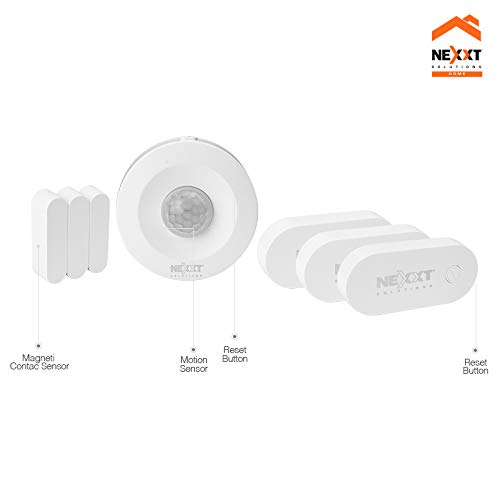 Nexxt Smart Home WiFi Alarm Accessories Kit- 1-Motion Sensor & 3-Contact Sensors - [Requires Alarm Siren Kit] B07Y2DJ4T5