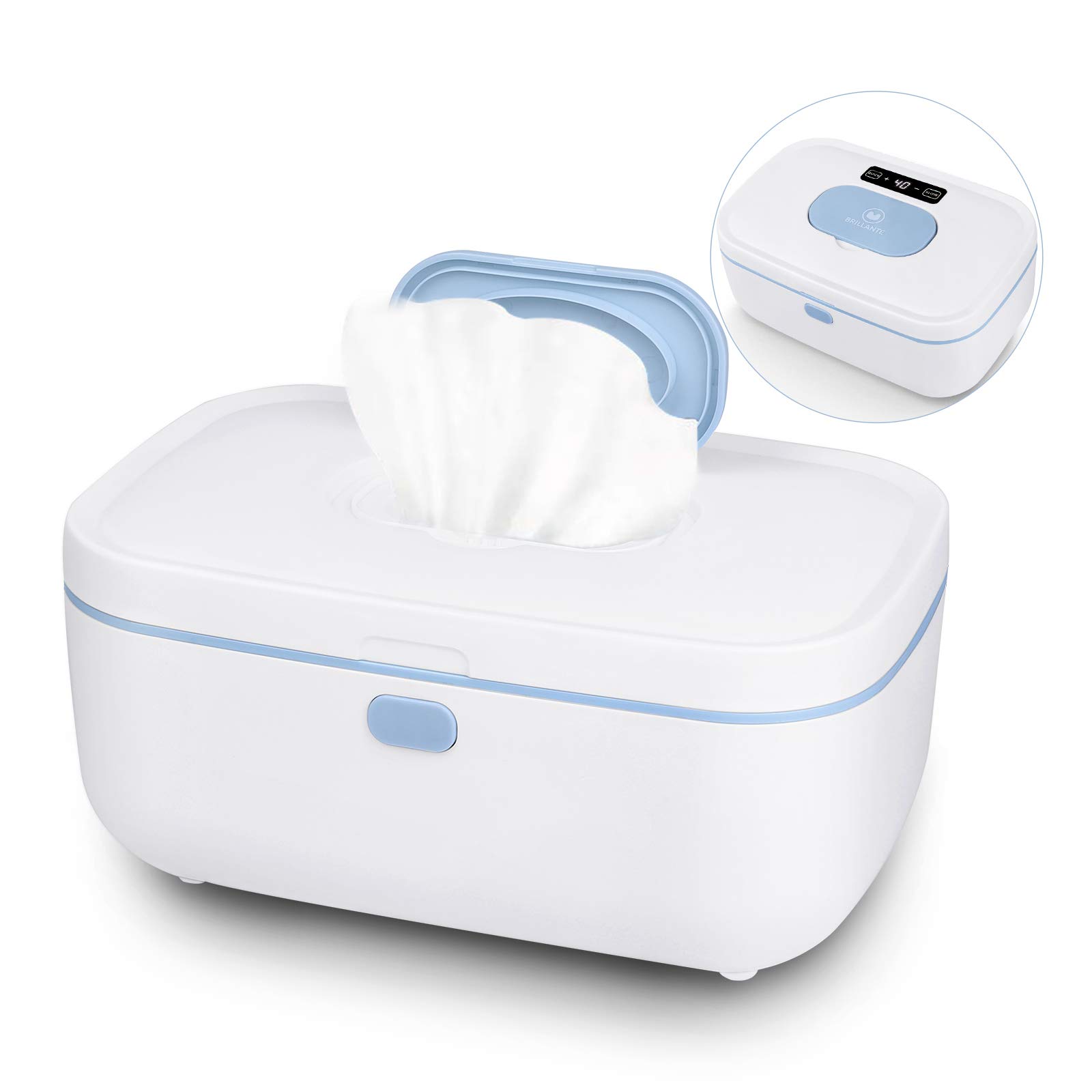 Wipe Warmer,Baby Wipe Warmer - Wet Wipe Warmer Baby is Super Fast Top Heating System with Constant Temperature, LED Display Shows Precise Temperature(White Blue)