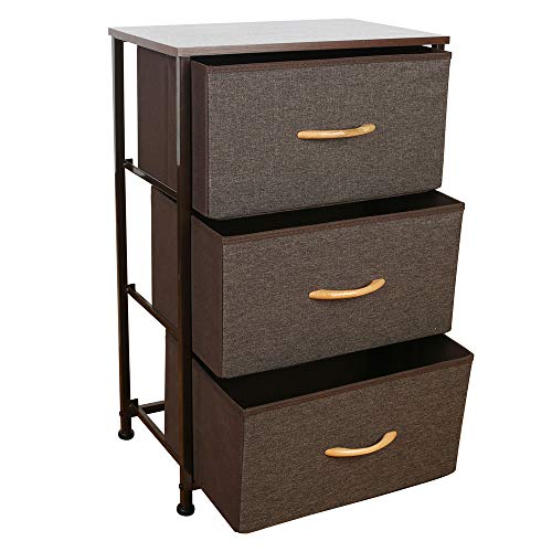 Home Dresser|Storage Organizer|Storage Tower|Wood Top|Removable Drawers|Non-Woven Synthetic Fabric|Height Adjustable Feet|Organizer Unit for Bedroom,LivingRoom,Hallway,Entryway (3 Drawers -Espresso)
