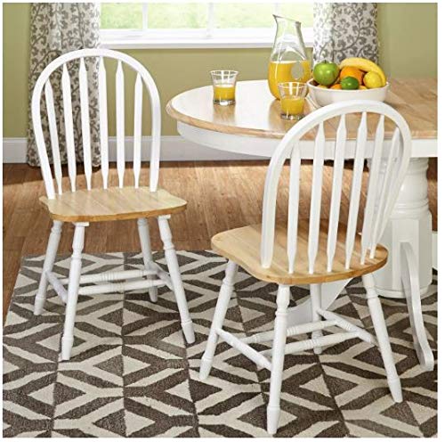 Target Marketing Systems, Inc. Set of 2 Carolina Windsor Classic Farmhouse Style Dining Chair (White/Natural)