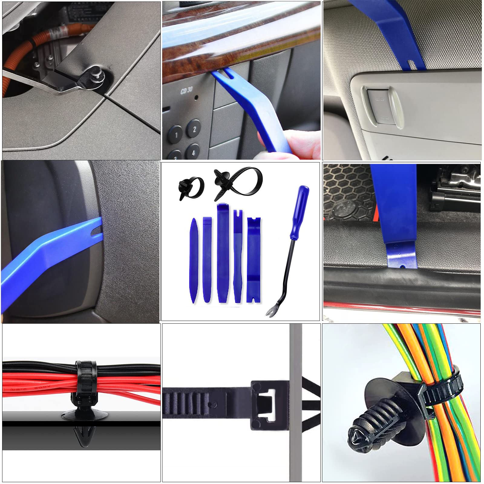 910Pcs Car Push Retainer Clips Plastic Fasteners Removal Kit with 27 Most Popular Size Nylon Plastic Bumper Rivets Door Panel Clips for Toyota GM Ford Honda Chrysler Blue