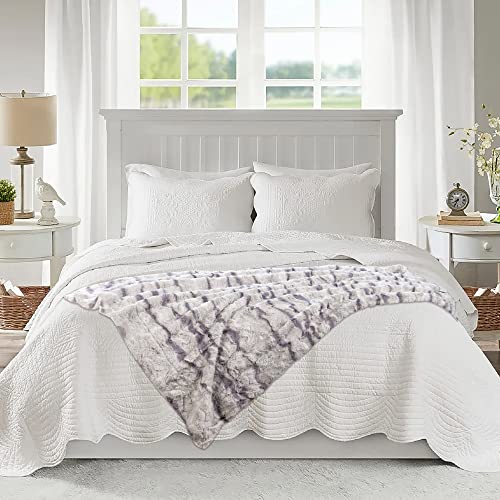Home Soft Things Calla Soft Warm Cozy Fluffy Comfy Throw Blanket with Sherpa Backing 60'' x 80'', Luxurious Accent Plush Couch Bed Sofa Cover Farmhouse Décor