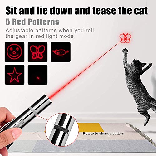 Cat Laser Toy, Laser Pointer for Interactive Toys for Indoor Cats, Long Range 7 Modes Lazer Projection Playpen for Kitten Outdoor Pet Chaser Tease Stick Training Exercise
