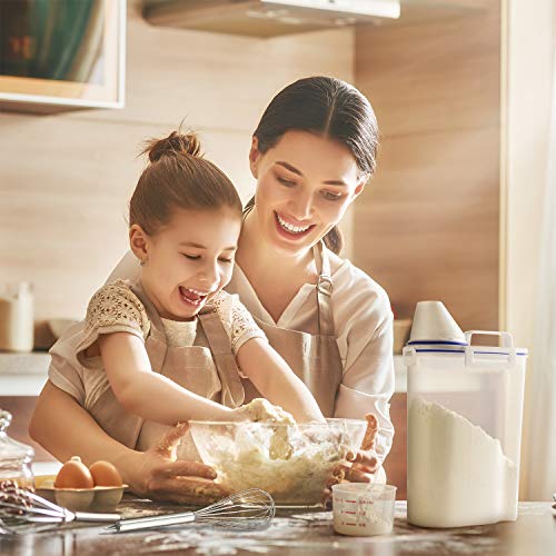 TBMax Rice Storage Container - 5 Lbs Flour Container Cereal Dispenser with Measuring Cup, Airtight Dry Food Container Bin for Kitchen Pantry Storage Organization