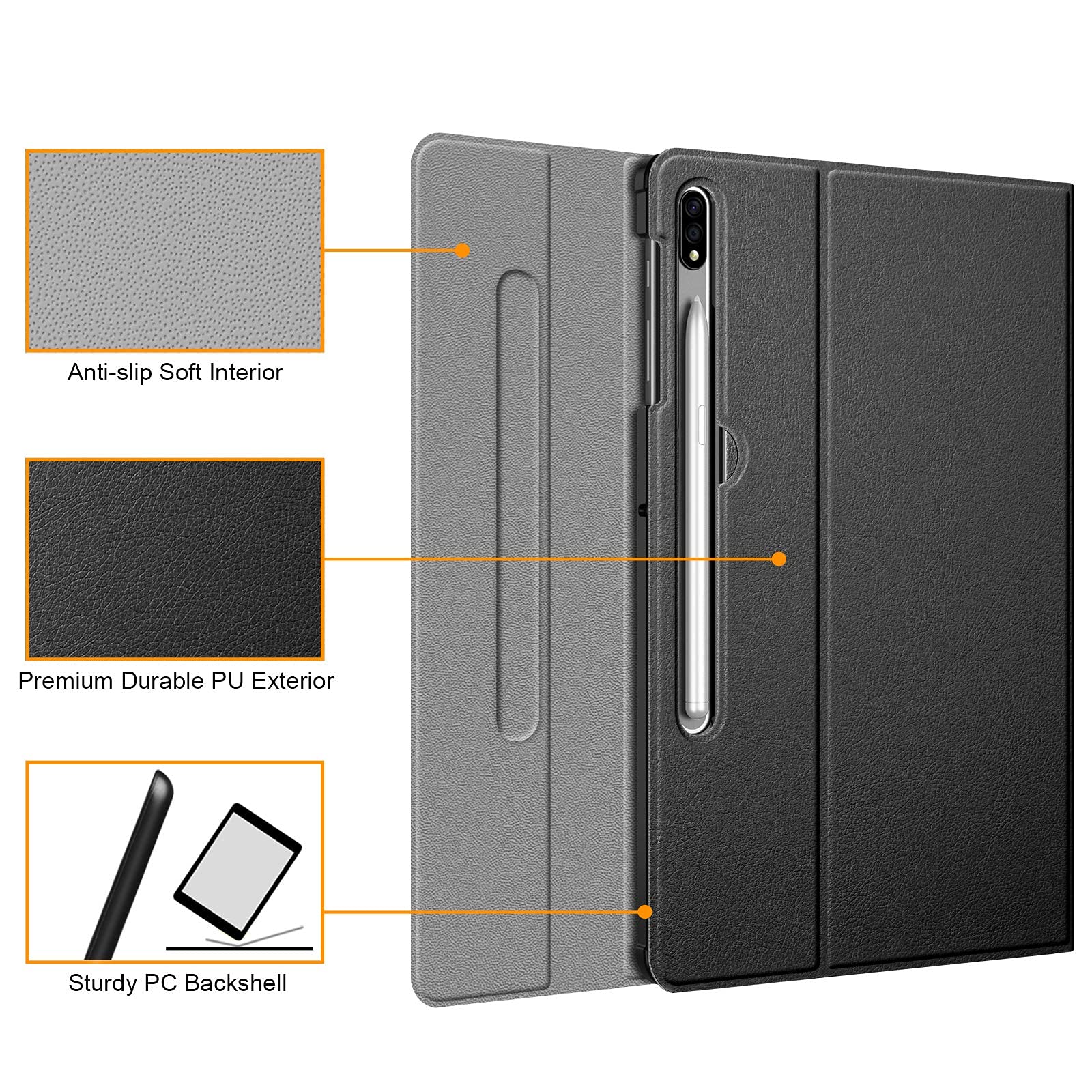 FINTIE Keyboard Case for Samsung Galaxy Tab S8 Plus 2022/S7 FE 2021/S7 Plus 2020 12.4 Inch with S Pen Holder, Slim Stand Cover Detachable Wireless Bluetooth Keyboard, Black