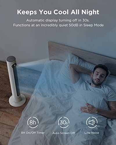 AIRMATE Tower Fan with Remote, 90° Oscillating Bladeless Fan, 42in Silent Standing Fan, 3 Modes 8 Speeds, LED Display Touchpad, 8H Timer Floor Fan for Bedroom Dorm Home Office, Washable & Portable