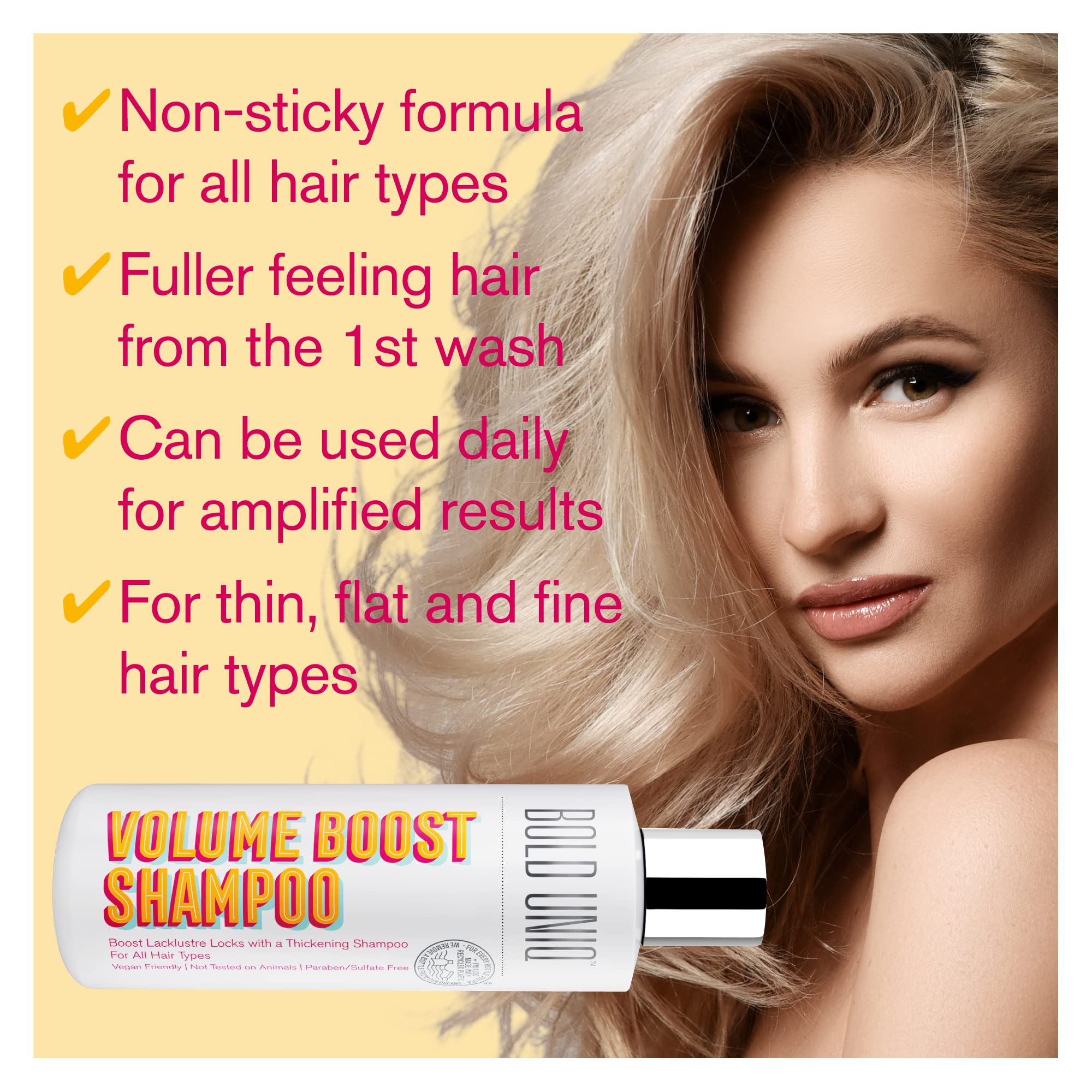Volumizing Shampoo - Lightweight Hair Thickening Shampoo For Fuller Looking Hair in One Use - Volume Shampoo For Thin, Flat & Fine Hair - Adds Lift, Body Shine, Strength & Elasticity - Sulfate Free