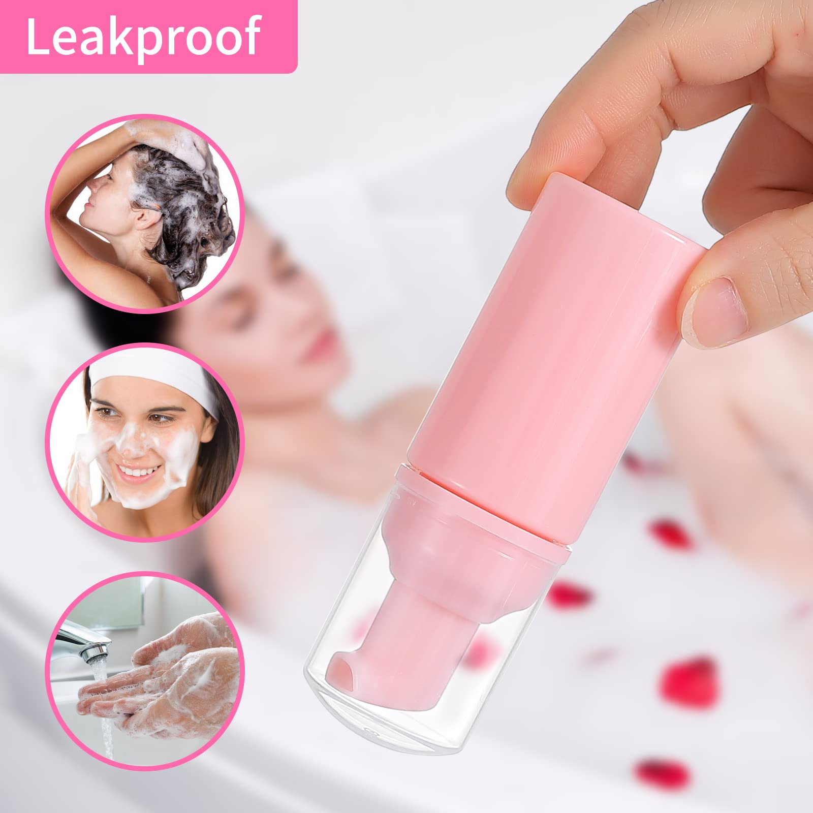 42PCS Refillable Travel Bottles Soap Dispenser Foam Pump Bottle 1oz/30ml for Hand Sanitizer Lash Cleanser Shampoo Liquid (Pink)