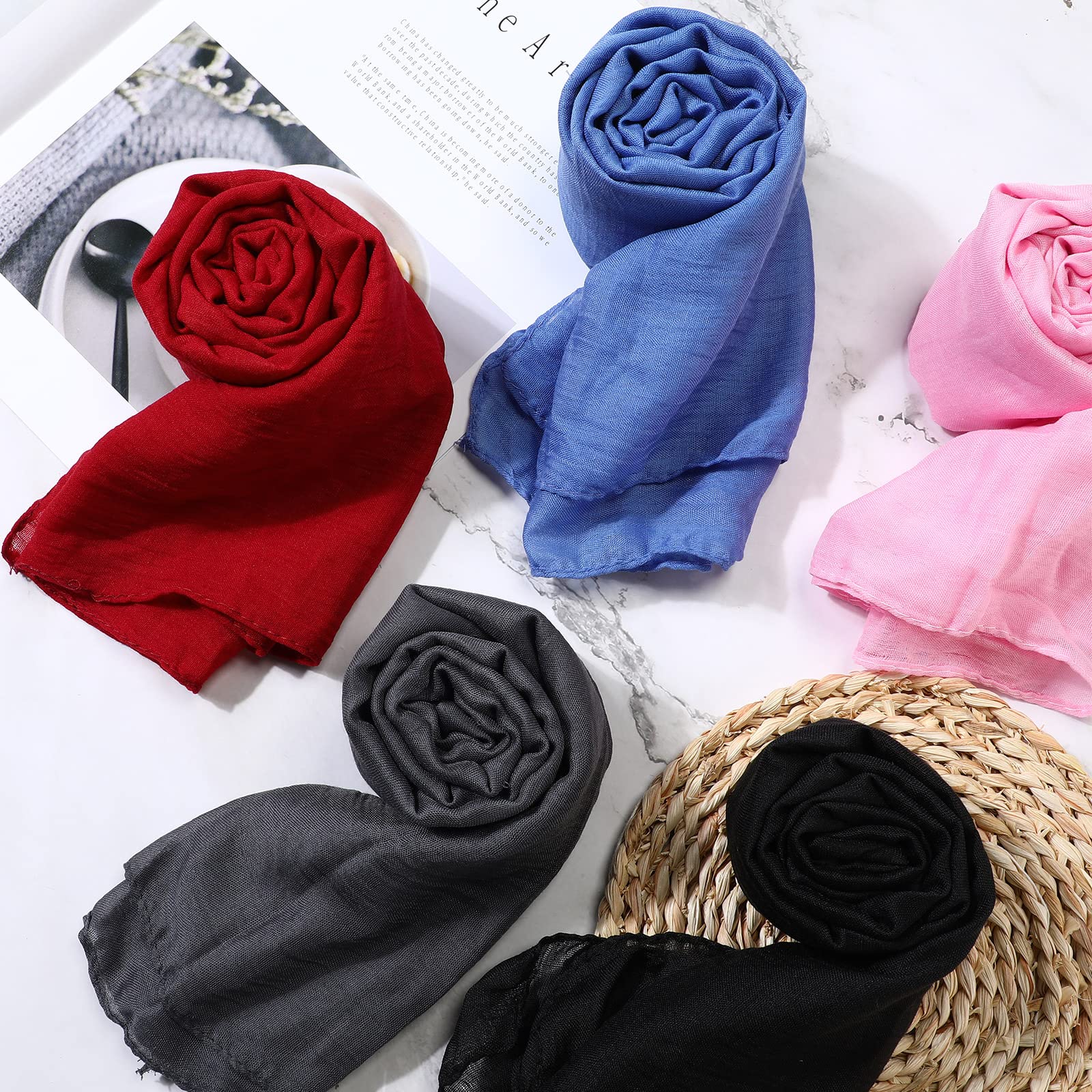 50 Pcs Women Soft Scarf Shawl Lightweight Long Scarf Sun Proof Shawls Wrap for Wedding Bride Bridesmaid Evening Dress