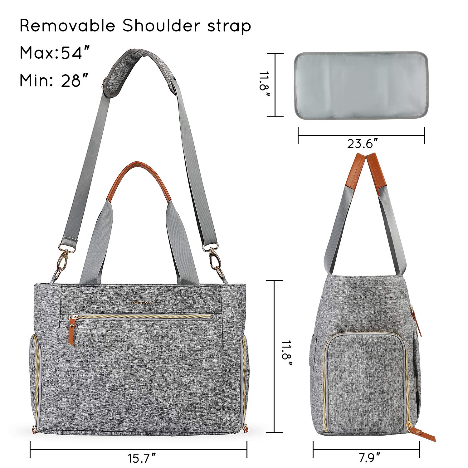 mommore Breast Pump Bag Diaper Tote Bag with 15 Inch Laptop Sleeve Fit Most Breast Pumps like Medela, Spectra S1,S2